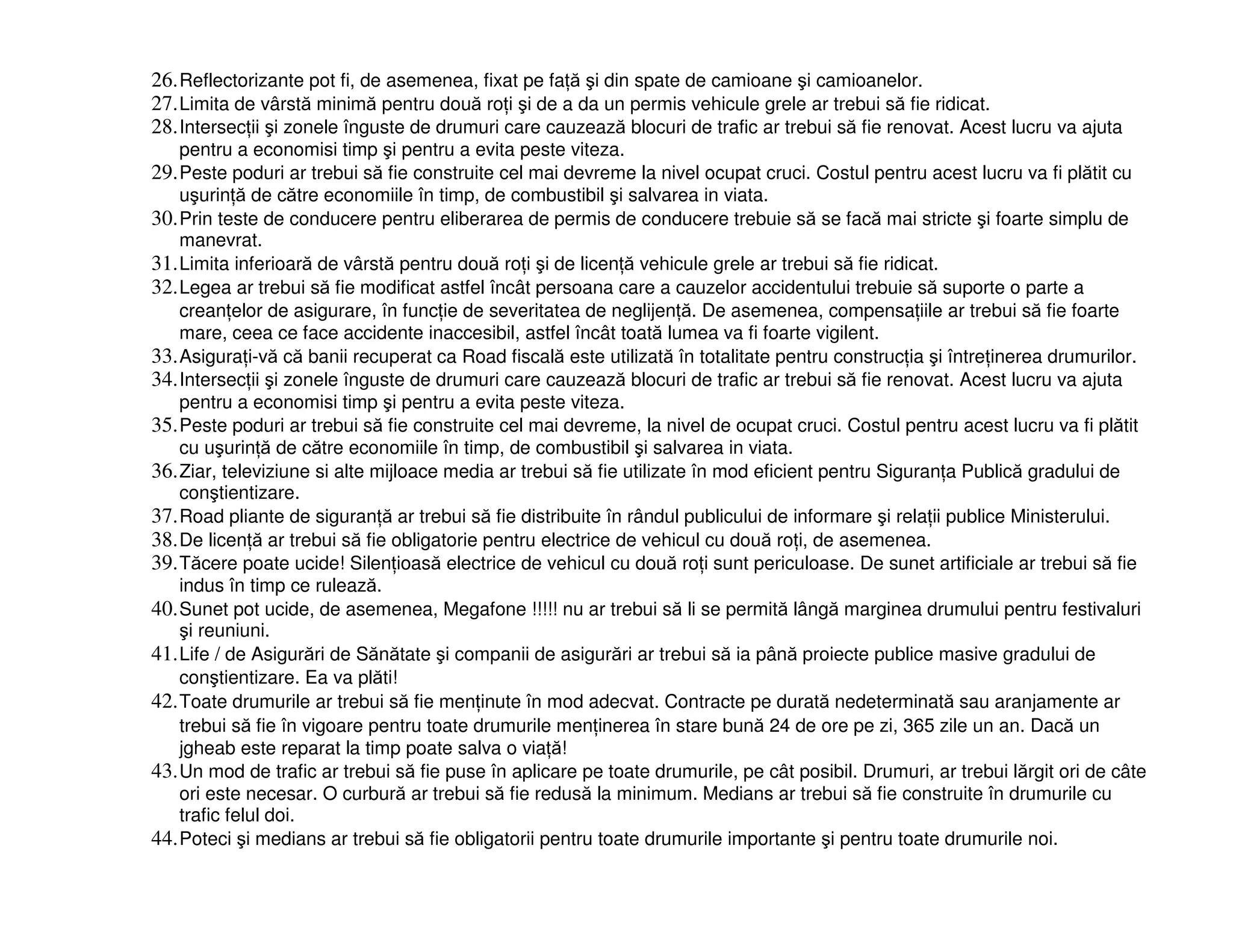 Suggestions For Road Safety Romanian | PDF