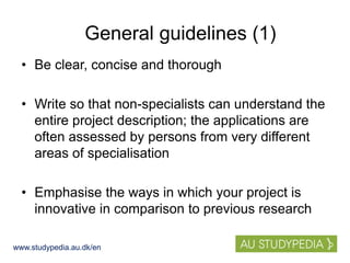 Suggestions for the content of the PhD project description | PPTX