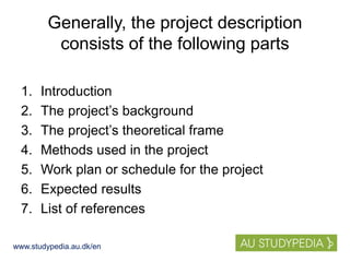 Suggestions for the content of the PhD project description | PPTX