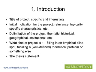 Suggestions for the content of the PhD project description | PPTX