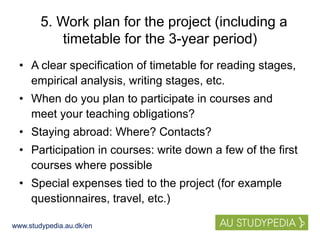 Suggestions for the content of the PhD project description | PPTX