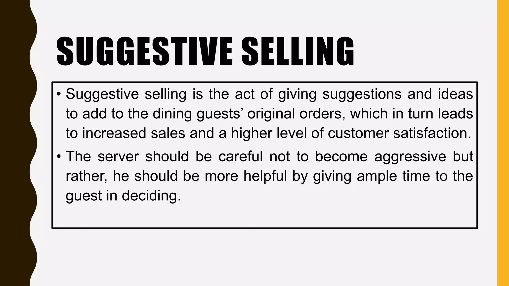 Food and Beverage Services: Suggestive Selling | PPTX