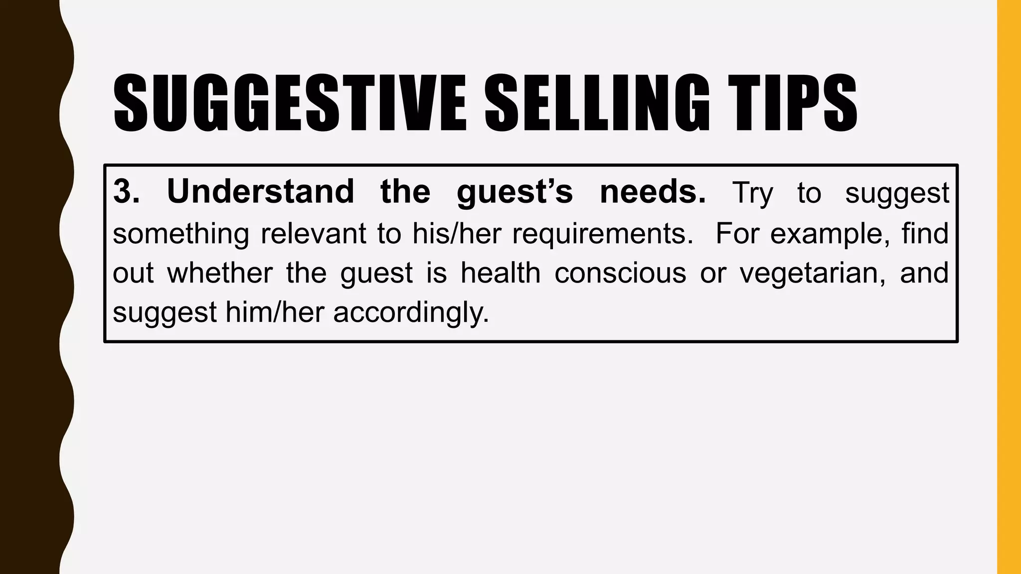 Food and Beverage Services: Suggestive Selling | PPTX