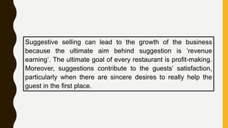 Food and Beverage Services: Suggestive Selling | PPTX