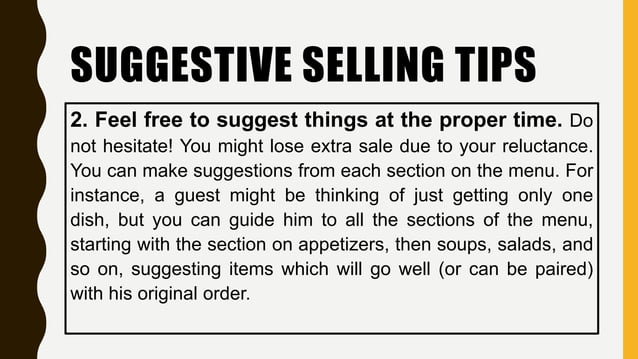 Food and Beverage Services: Suggestive Selling | PPTX | Business ...