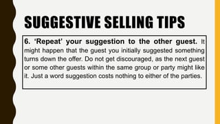 Food and Beverage Services: Suggestive Selling | PPTX