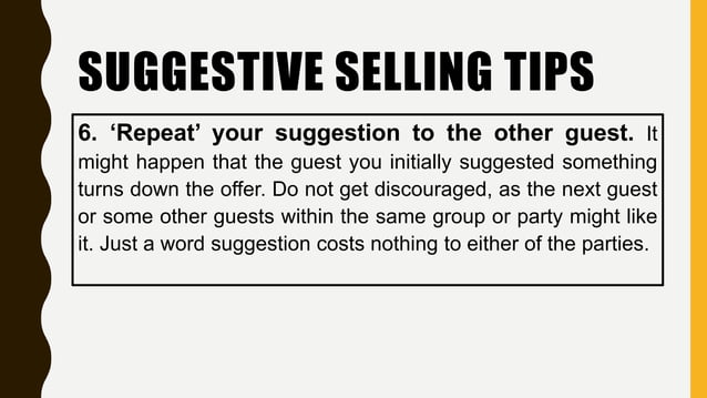 Food and Beverage Services: Suggestive Selling | PPTX | Business ...
