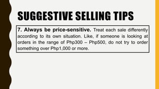 Food and Beverage Services: Suggestive Selling | PPTX