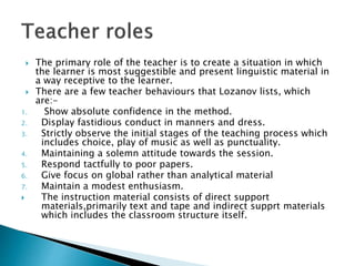 Suggestopedia elt | PPTX | Homework and Study | Education