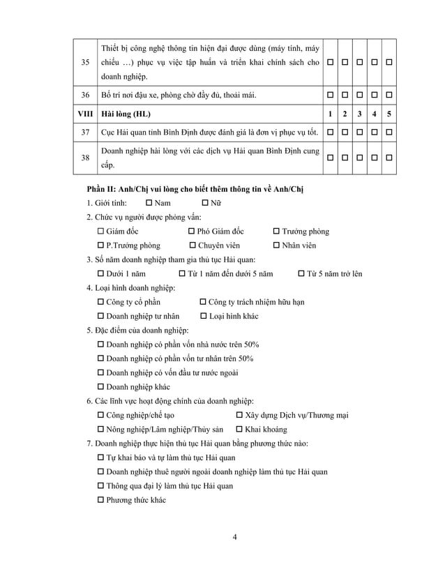 Su hai long cua doanh nghiep su dung dich vu hai quan tai cuc hai quan tinh binh dinh | PDF