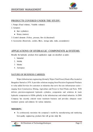 A study on Inventory Management WIPRO MBA project | DOCX