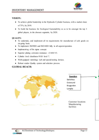 A study on Inventory Management WIPRO MBA project | DOCX