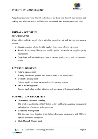 A study on Inventory Management WIPRO MBA project | DOCX