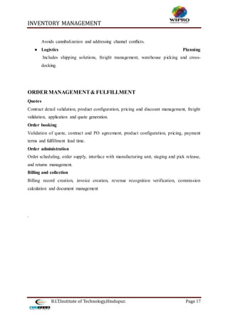 A study on Inventory Management WIPRO MBA project | DOCX