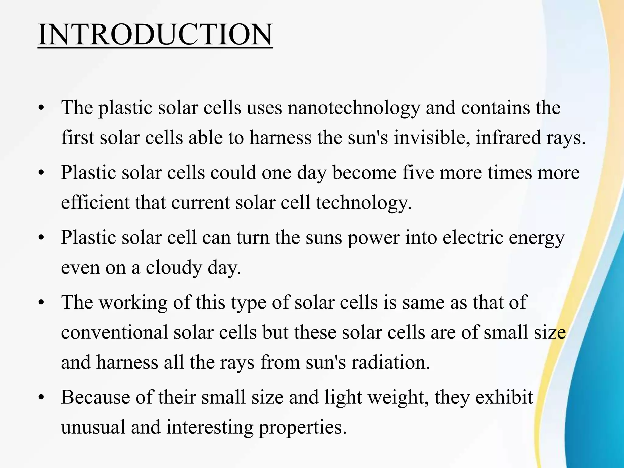 Infrared Plastic Solar Cell PPT | PPTX