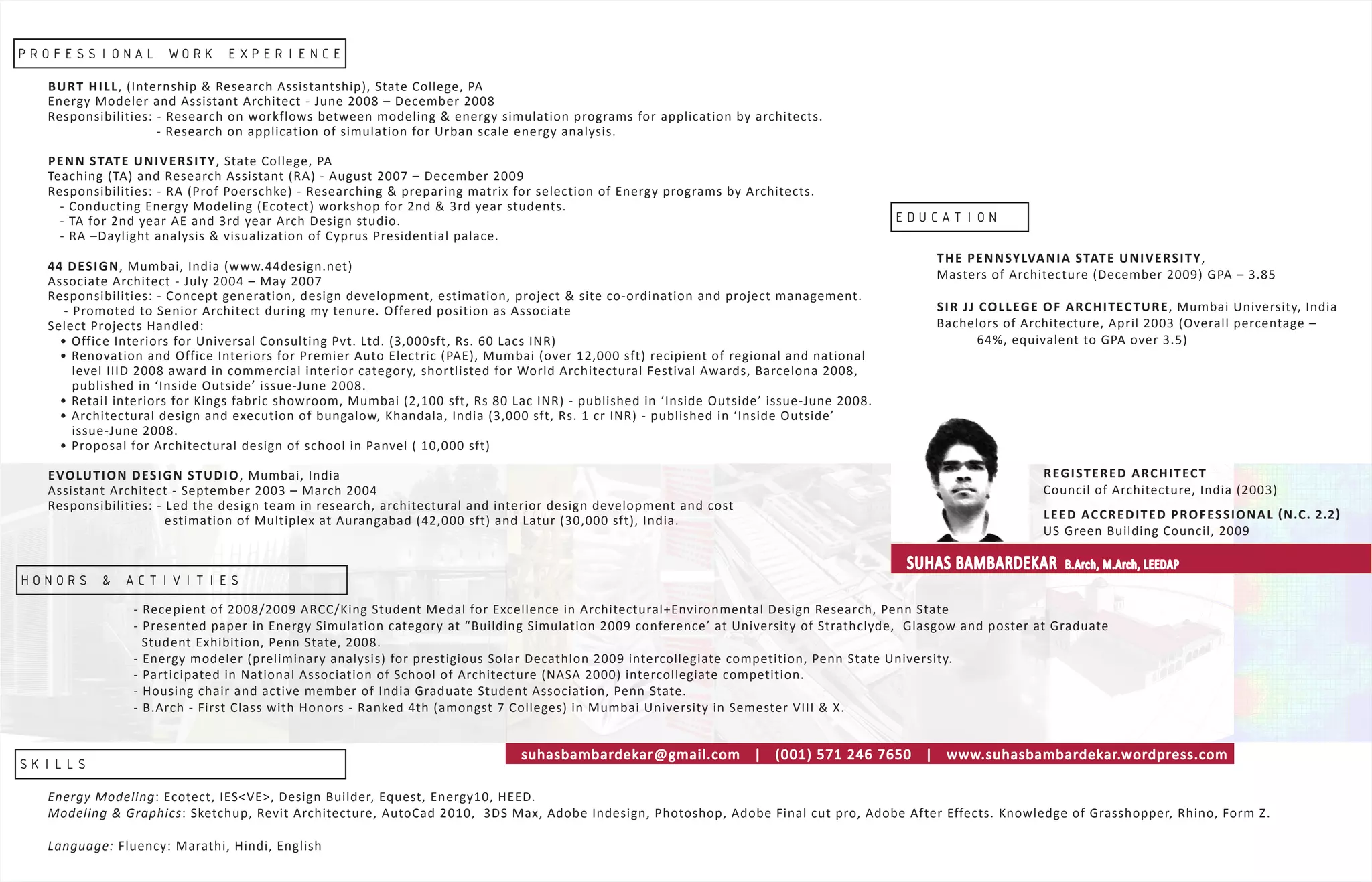 Suhas Bambardekar | Portfolio | Academic Works | PDF