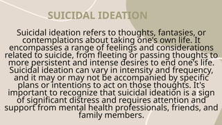 Suicidal Ideation risks and warning signs | PPTX