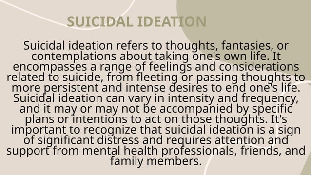 Suicidal Ideation risks and warning signs | PPT