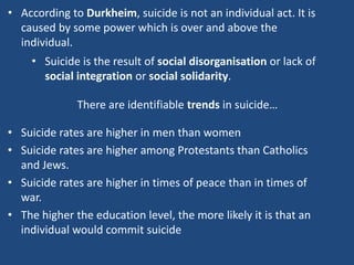 The Sociology of Suicide: Durkheim, Taylor, Beachlor & Atkinson | PPTX