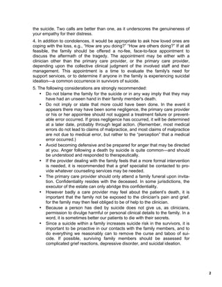 Postvention Guidelines for Professionals: Suicide of a Client | PDF
