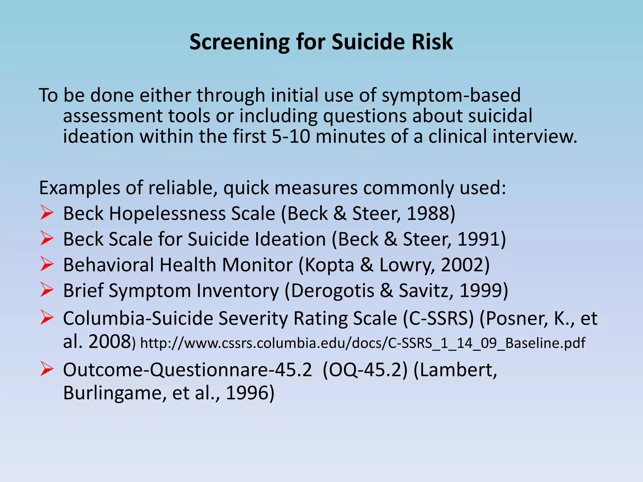 Suicide:Risk Assessment & Interventions | PPTX