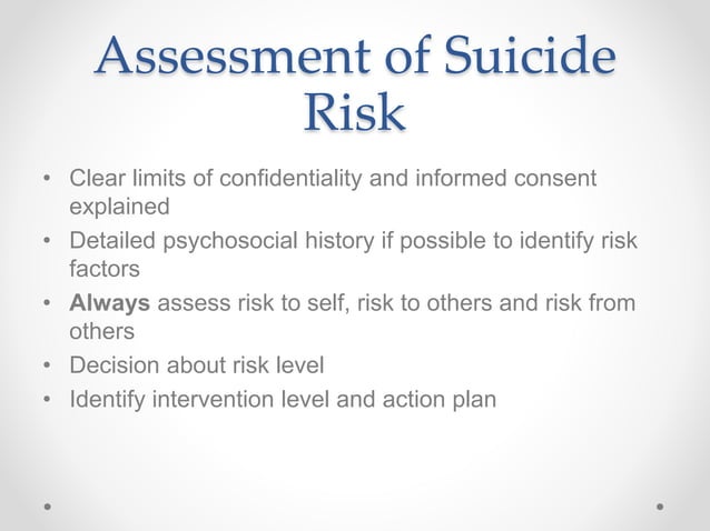 Professional Risk Assessment: Suicide and Self Harm Risk | PPT