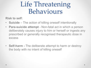 Professional Risk Assessment: Suicide and Self Harm Risk | PPT