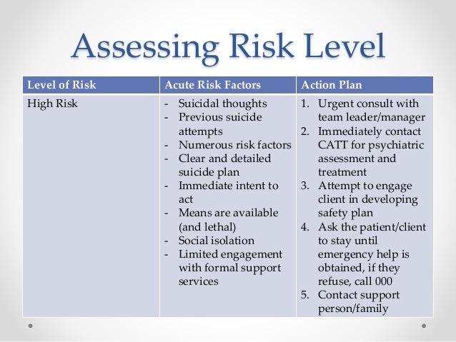 Professional Risk Assessment: Suicide and Self Harm Risk