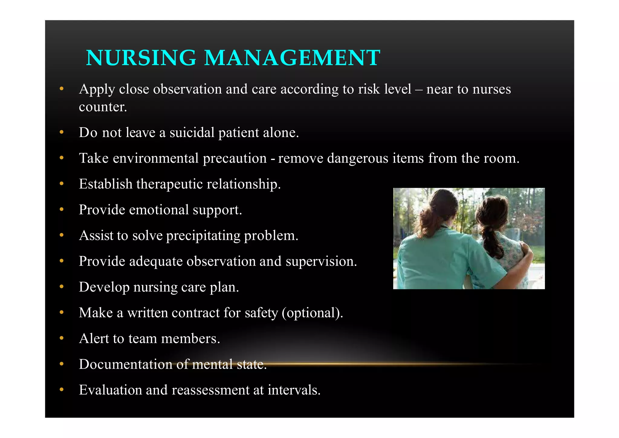 Suicide risk assessment and prevention: nursing management | PDF