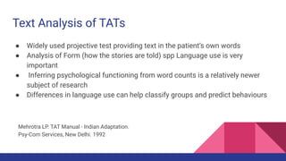 Suicide risk prediction by machine learning of TAT protocols —a pilot ...