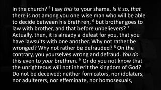 Suing Saints 1 Corinthians 6:1-11 | PPTX | Christianity | Religion ...