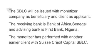 Suisse credit capital SBLC monetization | PPTX
