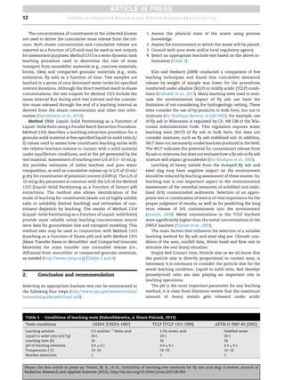 Suitability of leaching test methods for fly ash and slag a review | PDF
