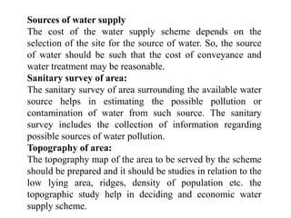 Suitability selection of source and criteria considered for water ...