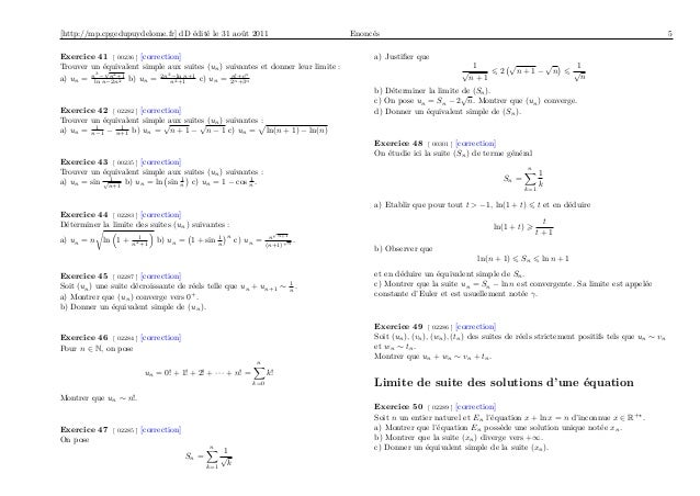 les suites numériques exercices corrigés pdf mpsi