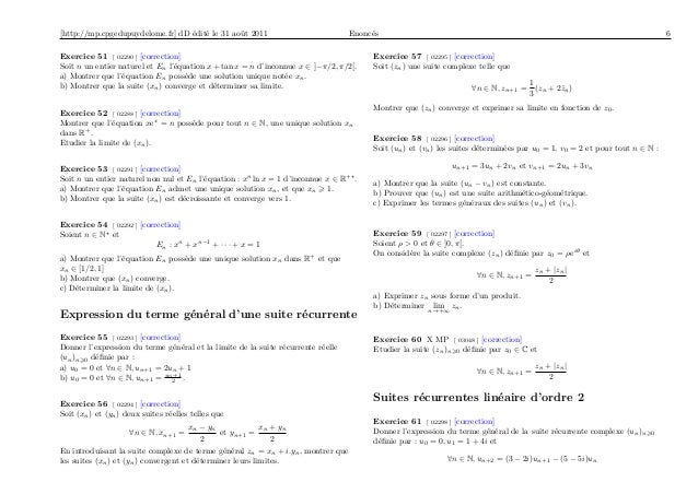 les suites numériques exercices corrigés pdf mpsi