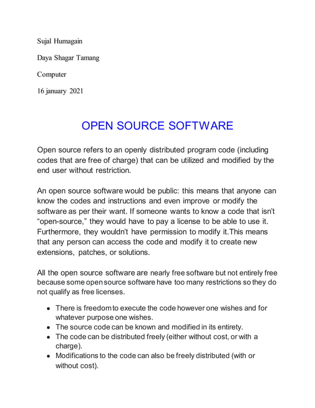 Report writing on Open source software | PDF