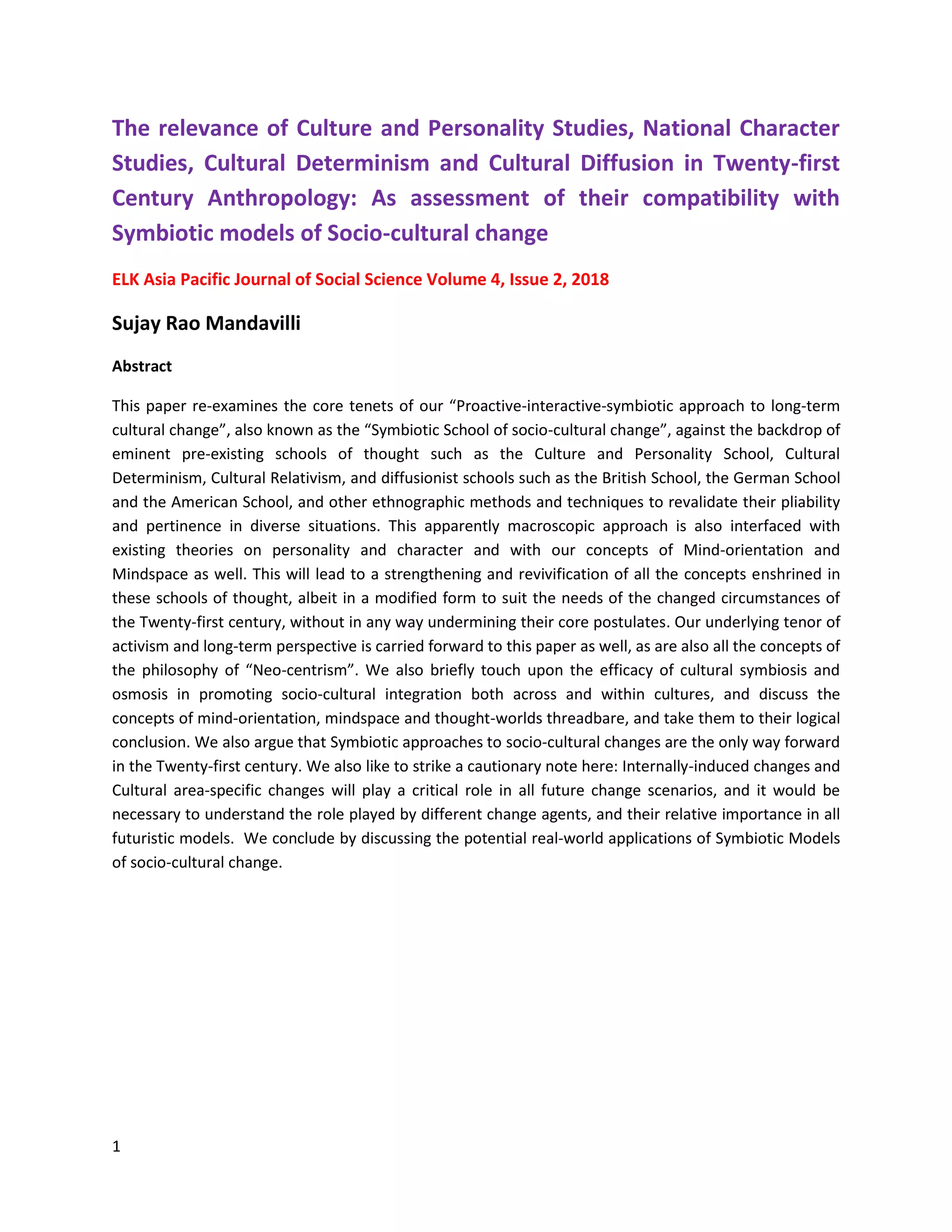 Sujay Cultural Symbiosis Personality and Mind-orientation FINAL FINAL ...