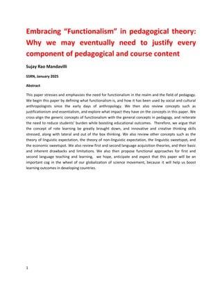 Sujay Rao Mandavilli Functionalism in education FINAL FINAL FINAL FINAL ...