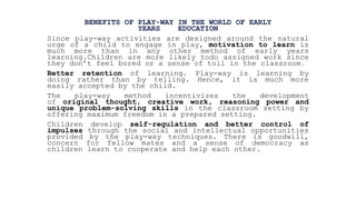 sujeet sir (Importance of Play way and Montessori method Early ...