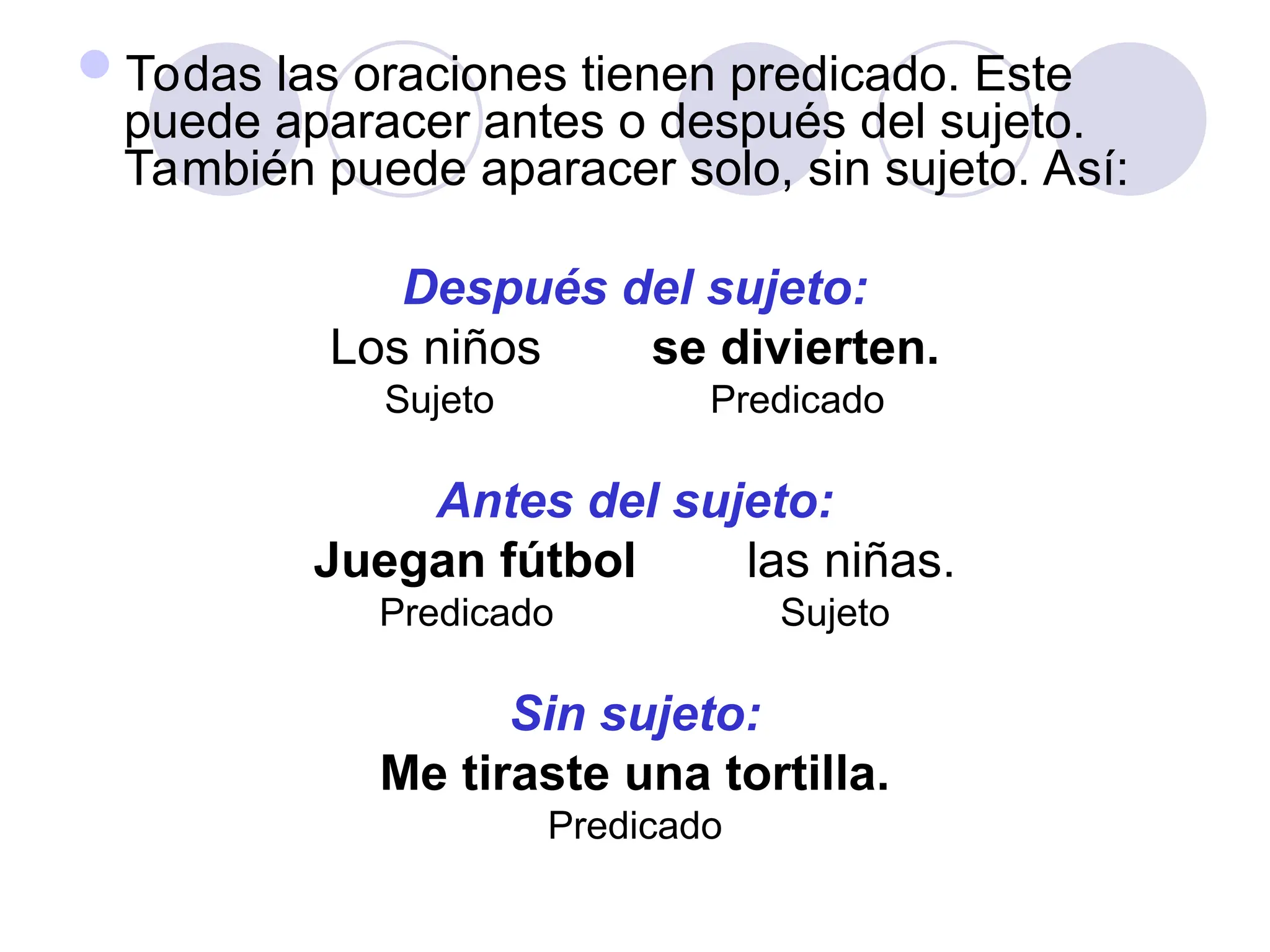 Sujeto y predicado para cuarto básico | PPT