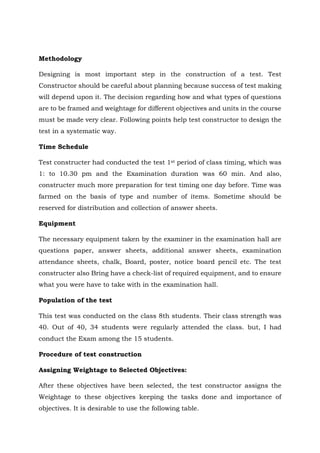 Achievement Test / Test Construction/ Blue print | PDF