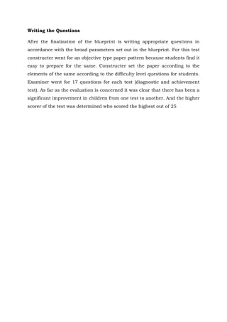 Achievement Test / Test Construction/ Blue print | PDF