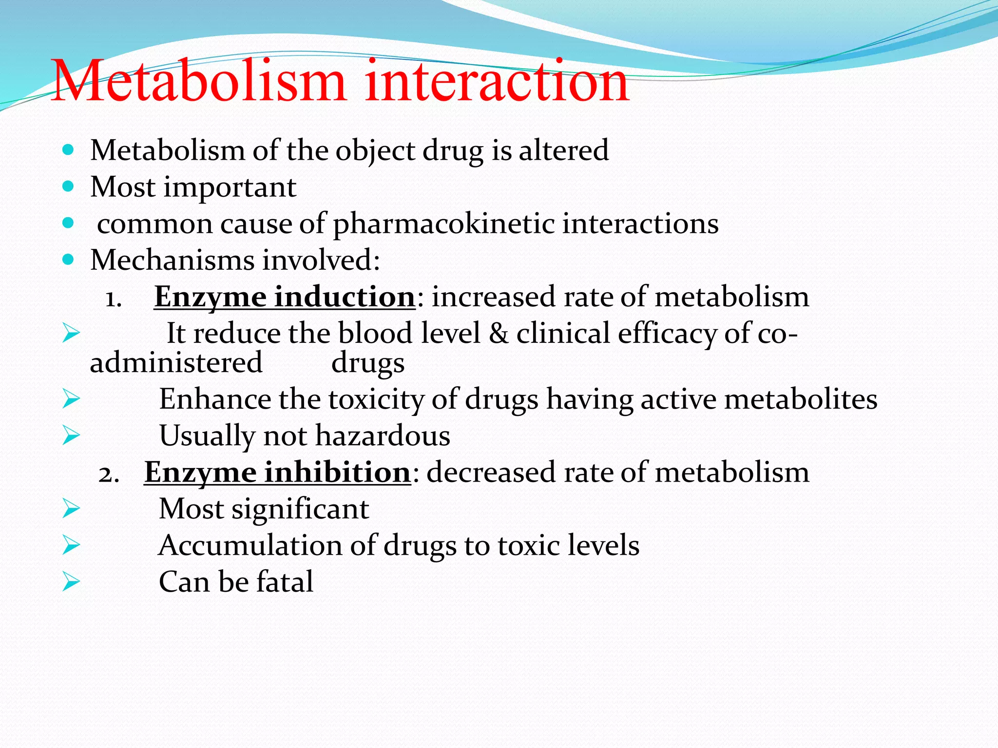 pharmacokinetic drug interaction and induction and inhibition of drug ...