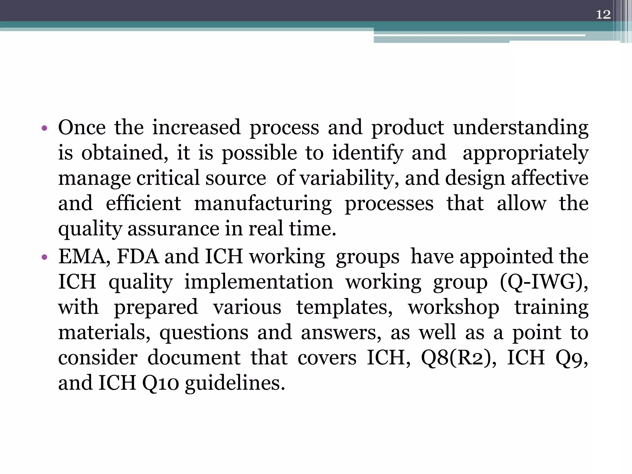 quality by design in pharmaceutical development ICH Q8 guideliness | PPTX