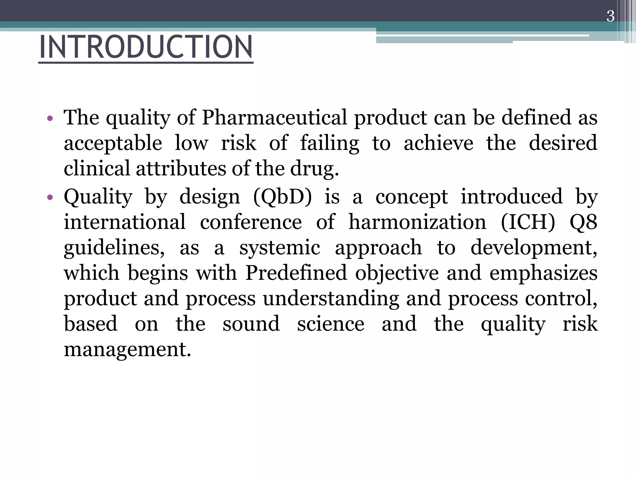 quality by design in pharmaceutical development ICH Q8 guideliness | PPTX