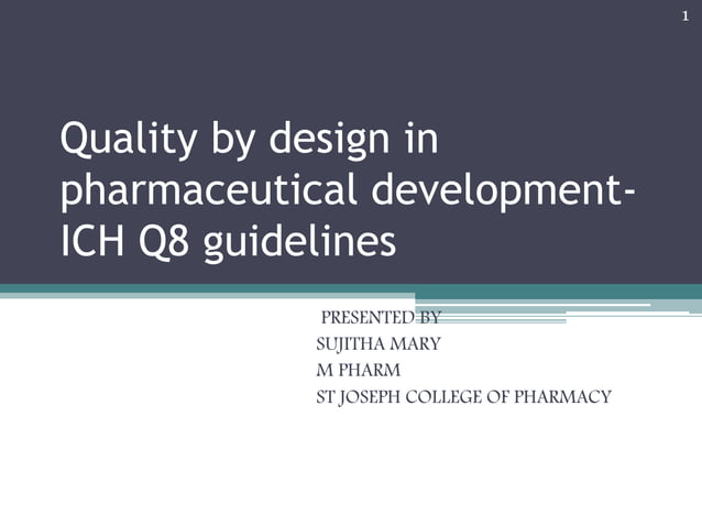 quality by design in pharmaceutical development ICH Q8 guideliness ...