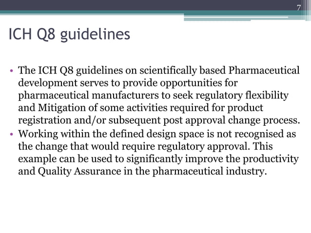 quality by design in pharmaceutical development ICH Q8 guideliness ...