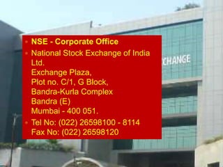 NATIONAL STOCK EXCHANGE | PPTX | Stocks and Bonds | Personal Investing