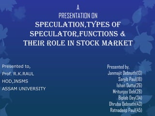 SPECULATION,TYPES OF SPECULATOR,FUNCTIONS & THEIR ROLE IN STOCK MARKET ...